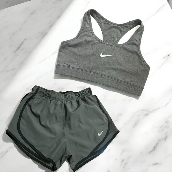 Nike | Shorts | Nike Workout Set Bundle Running Shorts Gray Sports Bra ...
